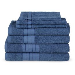 Emotion Handtuch Set &raquo;Uni&laquo; Baumwolle, Walkfrottee, Bord&uuml;re, 500 GSM, Einfarbig, ohne Aufh&auml;ngung blau Frottee, Obermaterial: 100% Baumwolle 8 Stk., 2 