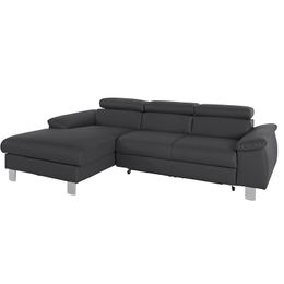 COTTA Ecksofa &raquo;Komaris L-Form, B: 244 cm&laquo; mit Kopfteilverstellung, optional Schlaffunktion, Bettkasten & Licht schwarz Microfaser PRIMABELLE (100% 