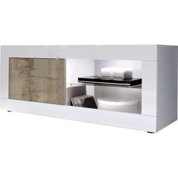 Home Affaire Lowboard &raquo;Basic Breite 140 cm, TV-Board 1 T&uuml;r, 2 offene F&auml;cher (Glasboden),&laquo; TV-Kommode, Metallgriff, moderne Rahmenoptik, Farbauswahl 