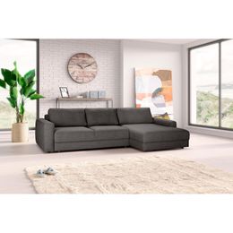 Trendmanufaktur Ecksofa &raquo;Bourbon II, mit extratiefer Sitzfl&auml;che und extrabreiter Recamiere&laquo; elegant und zeitlos, mit hohem Sitzkomfort, L-Form grau 