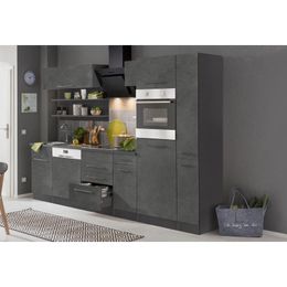 KOCHSTATION K&uuml;chenzeile &raquo;KS-Tulsa&laquo; ohne E-Ger&auml;te, Breite 270 cm, schwarze Metallgriffe, MDF Fronten bunt B/H/T: 270cm x 60cm