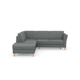 Sit & More sit&more Ecksofa &raquo;Visby L-Form&laquo; Wahlweise mit Schlaffunktion und Stauraum, frei im Raum stellbar grau B/H/T: 248cm x 87cm x 213cm, Chenille, Ottomane 