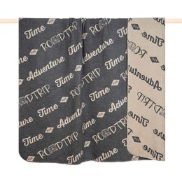 Pad Wohndecke &raquo;ADVENTURE&laquo; Made in Europe, Wendefunktion, Uni Farben, mit Schriftzug, 150x200 cm grau Obermaterial: 70% Baumwolle, 30% Polyacryl B/L: 