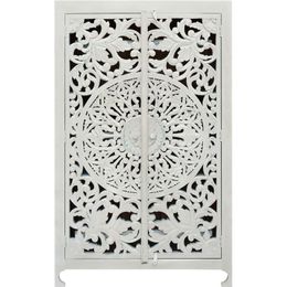OTTO home Stauraumschrank &raquo;Kenmare&laquo; Mangoholz, dekorative Schnitzereien, Breite 100 cm beige Massivholz Cremefarben, B/H/T: 100cm x 165cm x 40cm