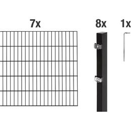 Alberts Doppelstabmattenzaun &raquo;Grundset&laquo; H&ouml;he: 80-200 cm, Gesamtl&auml;nge: 4-30 m, zum Einbetonieren Stahl H/L: 120cm x 14m