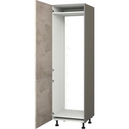 KOCHSTATION K&uuml;hlumbauschrank &raquo;Trea&laquo; f&uuml;r integrierte K&uuml;hl-Gefrierkombi 176,6 cm, Breite 60 cm, H&ouml;he 195 cm grau B/H/T: 60cm x 195cm x 56cm, T&uuml;ren: 2 