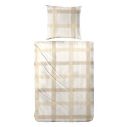 Primera Bettw&auml;sche &raquo;Soft-Seersucker-Bettw&auml;sche Raster&laquo; 2 beige Soft-Seersucker, Obermaterial: 100% Baumwolle B/L: 155cm x 220cm, 1 Stk., 1 Stk., Soft-