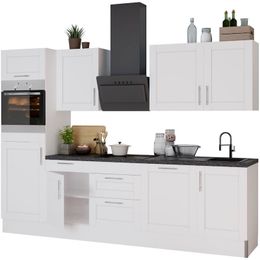 Optifit K&uuml;che &raquo;Ahus&laquo; Breite 280 cm,wahlw. mit E-Ger&auml;ten,Soft Close Funktion,MDF Fronten schwarz-wei&szlig; B/H/T: 280cm x 211,8cm x 60cm, ohne E-Ger&auml;te