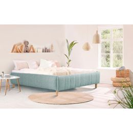 Home Affaire Polsterbett &raquo;Tarje&laquo; in 5 Breiten, auch in &Uuml;berl&auml;nge 220 cm, incl. Roll-Lattenrost blau Struktur fein (100% Polyester) Liegefl&auml;che L&auml;nge B