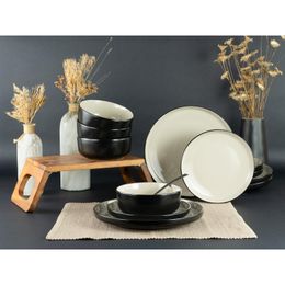 my home Tafelservice &raquo;Teller Set, modernes Geschirr-Set, Service &Ouml;stra Greda&laquo; hohe Haltbarkeit, sp&uuml;lmaschinengeeignet & mikrowellengeeignet schwarz 