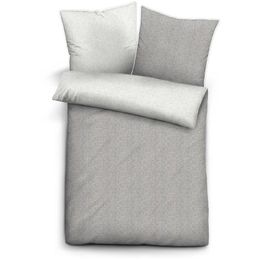 Biberna Wendebettw&auml;sche &raquo;HERMAL Melange Flanell uni, kuschelig weich&laquo; 2 Stk. Flanell in Melangeoptik, Winterbettw&auml;sche, Made in Germany grau Flanell, 