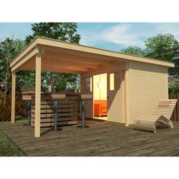 Weka Gartenhaus &raquo;Loungehaus Gr.1&laquo; beige Massivholz Fu&szlig;boden im Gartenhaus, ohne Dacheindeckung