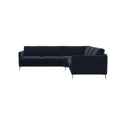 FLEXLUX Ecksofa &raquo;Fiore, gleichschenklig, bequem durch hochwertigem Sitzaufbau&laquo; schmale Armlehnen, super Sitzkomfort durch Kaltschaum, F&uuml;&szlig;e Alu blau 