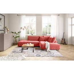Musterring Ecksofa &raquo;Lucia bequem, elegant & zeitlos, elegante Sofa ohne Armlehnen&laquo; mit gro&szlig;em Longchair, verschiedene Farben, B304 x T224 cm orange 100% 