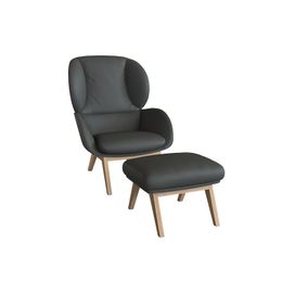 FLEXLUX Ohrensessel &raquo;Adria&laquo; Stil & Komfort, organische Form, Fu&szlig; Eiche grau 100% Echteder Echtleder, B/H/T: 78cm x 100cm x 96cm