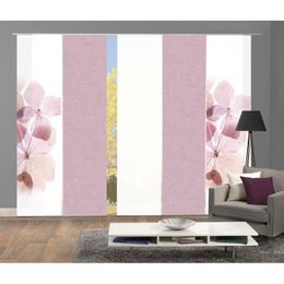 Home Wohnideen Schiebegardine &raquo;BONITA 5er SET&laquo; Paneelwagen 5 Stk. tlg. Schiebevorhang Digidruck 5er Set BONITA rosa Polyester 245cm, Paneelwagen, 60cm