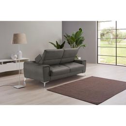 Egoitaliano Schlafsofa &raquo;Francine Designsofa, Loungesofa mit Dauerschlaffunktion, Breite 233 cm&laquo; mit Bettfunktion, Luxus-Microfaser Lederoptik, smoke, Fu&szlig;farbe 