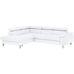 COTTA Ecksofa &raquo;Komaris L-Form, B: 249 cm&laquo; mit Kopfteilverstellung, optional Schlaffunktion, Bettkasten & Licht wei&szlig; Microfaser PRIMABELLE (100% 