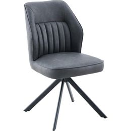 Hela 4-Fu&szlig;stuhl &raquo;PRIZZI&laquo; (Set) 1 Stk.4-Fu&szlig;, 360&deg; drehbar, Gestell oval, gepolstert, Lederoptik grau Metall, Polyester, Stoff B/H/T: 51cm x 92cm x 64cm