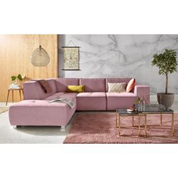 OTTO home Ecksofa &raquo;Sapporo L-Form&laquo; wahlweise Schlaffunktion oder Sitztiefenverstellung, Federkern rosa Struktur fein (100% Polyester);Luxus-Microfaser