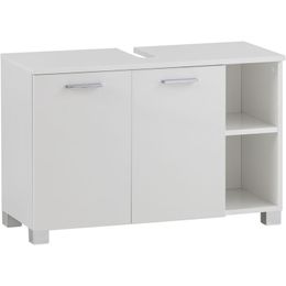 Welltime Waschbeckenunterschrank &raquo;Dorina&laquo; Siphonausschnitt wei&szlig; FSC -zertifizierter Holzwerkstoff wei&szlig; glanz, B/H/T: 79,8cm x 52,8cm x 32cm, T&uuml;ren: 2 
