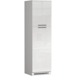 KOCHSTATION K&uuml;hlumbauschrank &raquo;Luna, K&uuml;hlschrank-Umbau, Einbauschrank f&uuml;r K&uuml;hlschrank, Made in Italy&laquo; B/T/H: 60&times;60&times;214,5 cm, f&uuml;r zwei K&uuml;hlschrankh&ouml;hen 