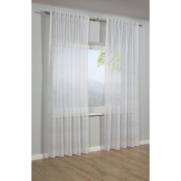 Gardine &raquo;Schal Effektgarn&laquo; Schlaufen 1 Stk. tlg. mit Gardinenband und verdeckten Schlaufen wei&szlig; Polyester 245cm, Schlaufen, 140cm