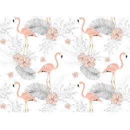 Livingwalls living walls Fototapete &raquo;Designwalls Tropical Vibes 2&laquo; glatt Vlies, Wand, Schr&auml;ge, Decke rosa Vlies B/L: 3,5m x 2,55m