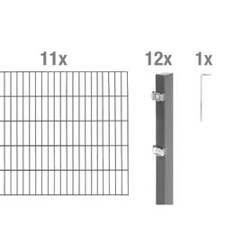 Alberts Doppelstabmattenzaun &raquo;Grundset&laquo; H&ouml;he: 80-200 cm, Gesamtl&auml;nge: 4-30 m, zum Einbetonieren Stahl H/L: 100cm x 22m