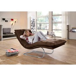 W.Schillig Relaxliege &raquo;daily dreams&laquo; in Waffelkissen-Optik, wahlweise mit Motor, Freischwingergestell braun Stoff S37 (100% Polyester) B/H/T: 75cm x 
