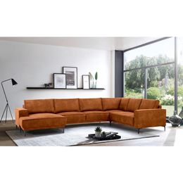 OTTO home Wohnlandschaft &raquo;OLAND Luxus-Microfaser U-Form, XXL, B: 342 cm, Skandi-Design&laquo; Skandi-Design in Struktur, Flachgewebe, Luxus-Microfaser, 