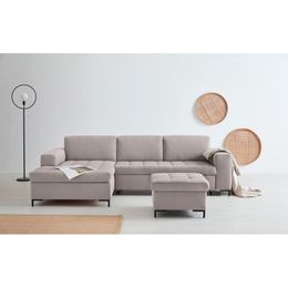 OTTO products Ecksofa &raquo;Grazzo, zeitlos & elegant, moderne Sitzheftung, Breite 266cm, L-Form&laquo; hochwertige Stoffe aus recyceltem Material, Steppung im 