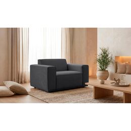 OTTO home Loveseat &raquo;Avelin, 1.5 Sitzer, 140 cm, Chenille, Struktur-Boucle&laquo; mit Wellenunterfederung, Kedernaht, bodentief, Skandi-Design grau 100% 