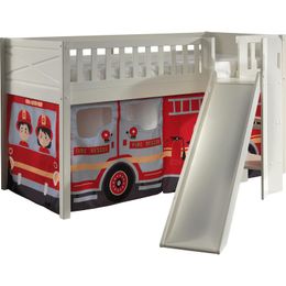 Vipack Hochbett &raquo;Scott&laquo; B/H/T ca. 207,6x114x203,7cm, Kopf-/Fu&szlig;teil mit Fr&auml;sung, stabil gebaut, mit Rutsch-/Leiterturm, LF 90x200 cm, inkl. Vorhang, 7 Designs