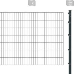Arvotec Einstabmattenzaun &raquo;ESSENTIAL 140 zum Aufschrauben&laquo; Zaunh&ouml;he 140 cm, Zaunl&auml;nge 2 - 60 m grau Kunststoff, Stahl H/L: 140cm x 2m, Pfosten: 2 Stk.