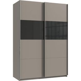 wimex Schwebet&uuml;renschrank &raquo;Bramfeld Kleiderschrank&laquo; mit Glaselementen und zus&auml;tzlichen Einlegeb&ouml;den schwarz B/H/T: 135cm x 198cm x 64cm, T&uuml;ren: 2 Stk.