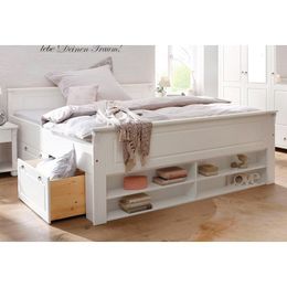 OTTO home Massivholzbett &raquo;Tessin, Stauraumbett, Landhausstil, Schubladen optional, rustikal&laquo; Breite/Belastbarkeit 180cm/220 KG, 140cm/180 KG, 