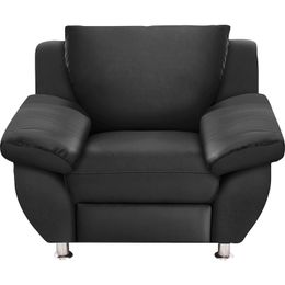 DOMO collection Sessel &raquo;Pilar elegant und zeitloses Design, komfortabel, bequeme Armlehnen&laquo; schwarz Struktur ( 100% Polyester);Kunstleder SOFTLUX 