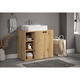 Welltime Waschtisch &raquo;Amrum Waschbeckenunterschrank und Waschbecken&laquo; 2 Stk. tlg. Waschbeckenunterschrank mit Rillenoptik - Ma&szlig;e (B/T/H) 90/53/79 cm 