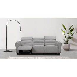 OTTO home 3-Sitzer &raquo;Carpari Webstoff, 224 cm, man./elektr. Relaxfunktion&laquo; (USB A/C), sowie Kopfteilverstellung grau B/H/T: 224cm x 97cm x 100cm, 