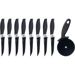 Wenko Messer-Set &raquo;BBQ-Messer & Pizzaschneider&laquo; f&uuml;r Steaks, Grillgut, Pizza, rostfreier Edelstahl, ergonomischer Griff schwarz Edelstahl Einheitsgr&ouml;&szlig;e