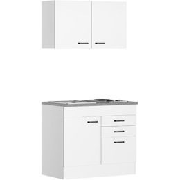 Optifit Pantryk&uuml;che &raquo;OPTImulti&laquo; Breite 100 cm, Tiefe 60 cm, mit 2-Platten-Kochfeld wei&szlig; B/H/T: 100cm x 210cm x 60cm,mit 2-Platten-Kochmulde