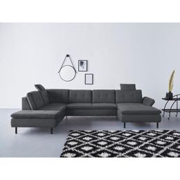 Home Affaire Wohnlandschaft &raquo;Birkholm U-Form&laquo; Armlehnverstellung, auch in Easy Clean Bezug - mit Wasser zu reinigen grau 100% Polyester B/H/T: 347cm x