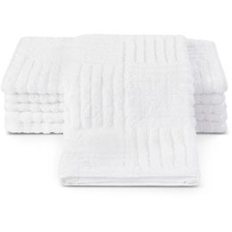 Ross Gaestehandtuecher &raquo;CARRE&laquo; 100% Baumwolle, Rippenstruktur, gro&szlig;e Farbauswahl wei&szlig; Frottier, Frottier B/L: 30cmx50cm, 6 Stk., Frottier