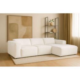 Home Affaire Ecksofa &raquo;Noord mit Kedernaht, Breite 281 cm, L-Form&laquo; Cord, Struktur, Webstoff, mit Wellenunterfederung, Massivholzrahmen beige 100% PES B