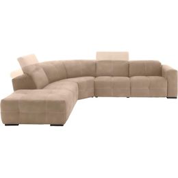 Egoitaliano Ecksofa &raquo;Sauvanne, Designsofa der Extraklasse, elegant und bequem, L-Form&laquo; wahlweise mit elektrischer Relaxfunktion, Kopfteilverstellung beige Leder &raquo;