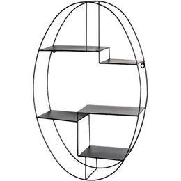 HAKU Wandregal &raquo;H&auml;ngeregal, Wandboard&laquo; oval - aus Metall Schwarz - B/T/H 44/16/71 cm schwarz B/H/T: 44cm x 71cm x 16cm, offene F&auml;cher
