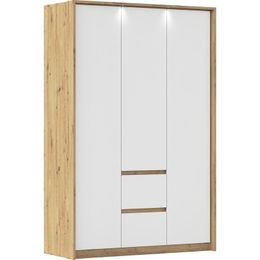 Rauch Dreht&uuml;renschrank &raquo;Mainz mit Passepartout&laquo; optional mit Beleuchtung, Au&szlig;ent&uuml;ren mit Push-to-Open Funktion wei&szlig; Holzwerkstoff B/H/T: 141cm x 212cm