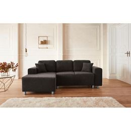 Home Affaire Ecksofa &raquo;Gy&ouml;r&laquo; L-Form, wahlweise mit Bettfunktion und Bettkasten incl. 2 Zierkissen grau Microfaser (100% Polyester);Luxus-Microfaser 