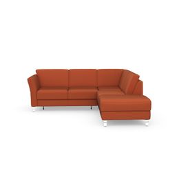 Sit & More sit&more Ecksofa &raquo;Visby L-Form&laquo; Wahlweise mit Schlaffunktion und Stauraum, frei im Raum stellbar orange B/H/T: 248cm x 87cm x 213cm, Luxus-Microfaser 